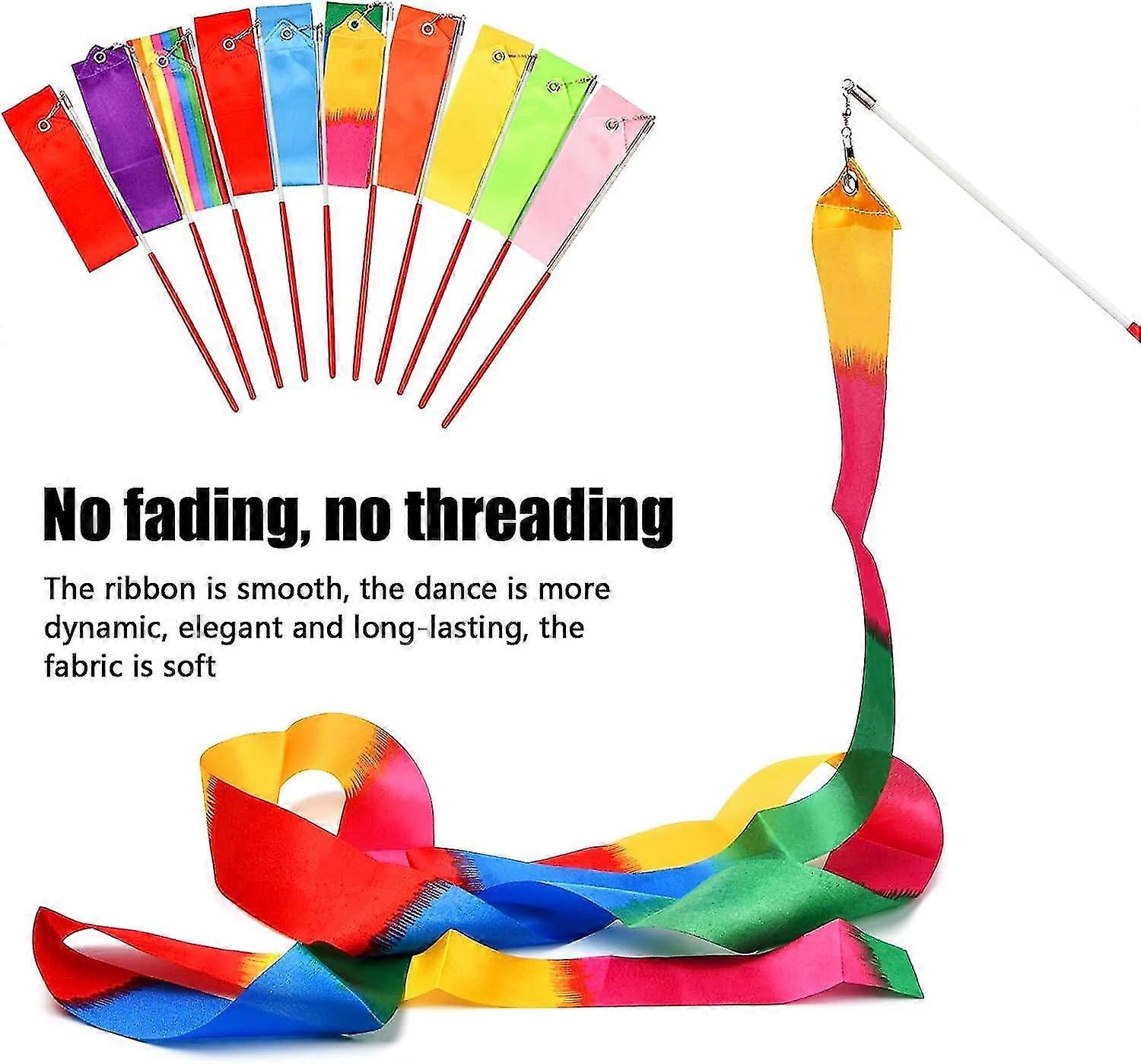 10 Packs Dance Ribbons Streamers, Colorful Gymnastic Dance Ribbons ...
