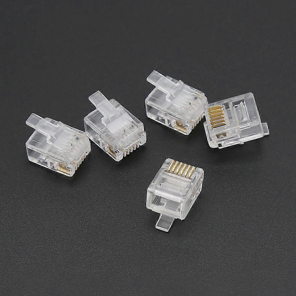 100pcs RJ12 6P6C Modular Cable Head Telephone Connectors Crystal Plugs | Fruugo UK