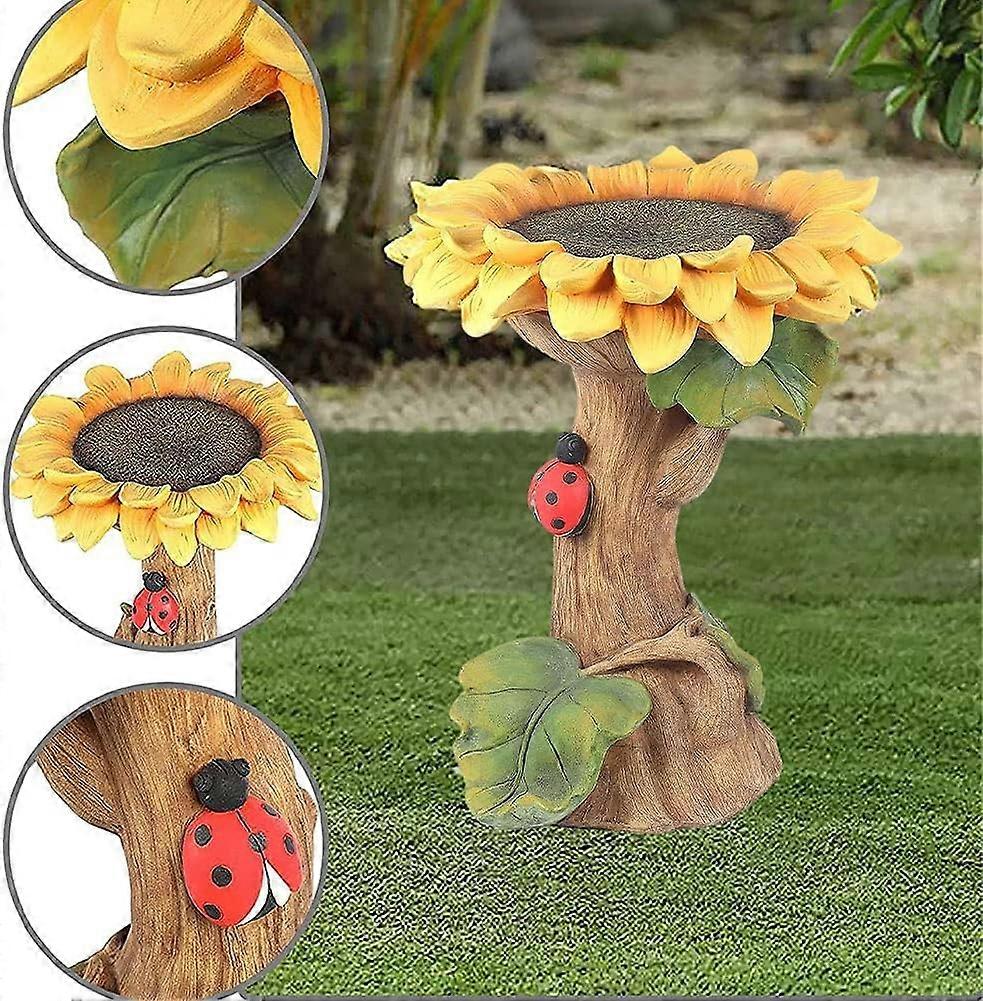 2025 New Garden Sunflower Resin Statue Lawn Bird Bath Figurine ...