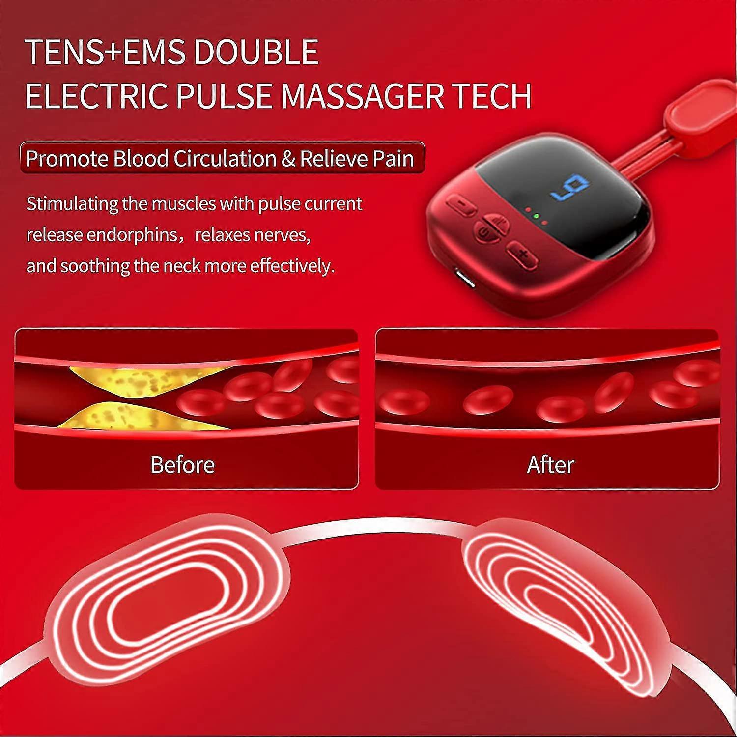 Ems Neck Acupoints Lymphvity Massager Device With Heating, Portable ...