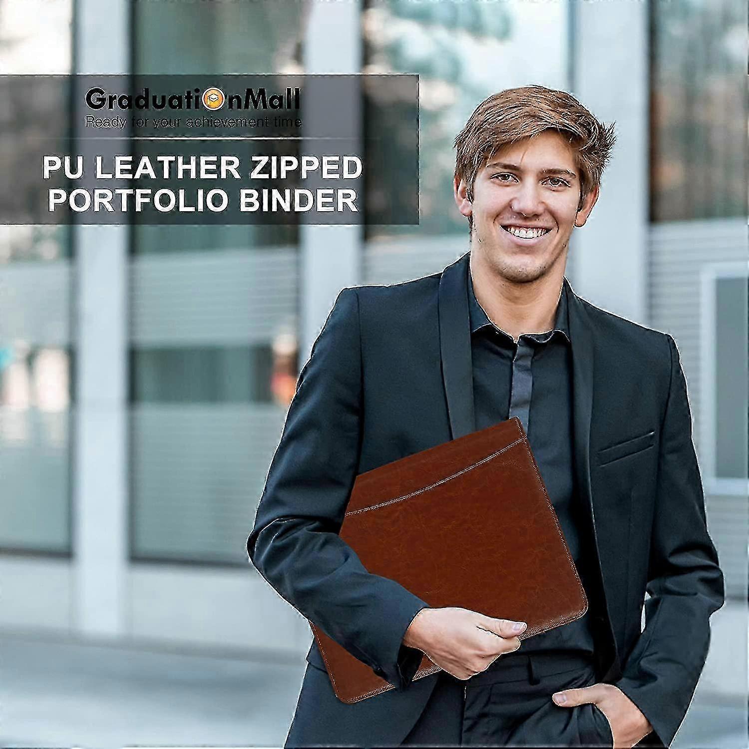 Zipped Padfolio Portfolio Binder,pu Leather Business Portfolio ...
