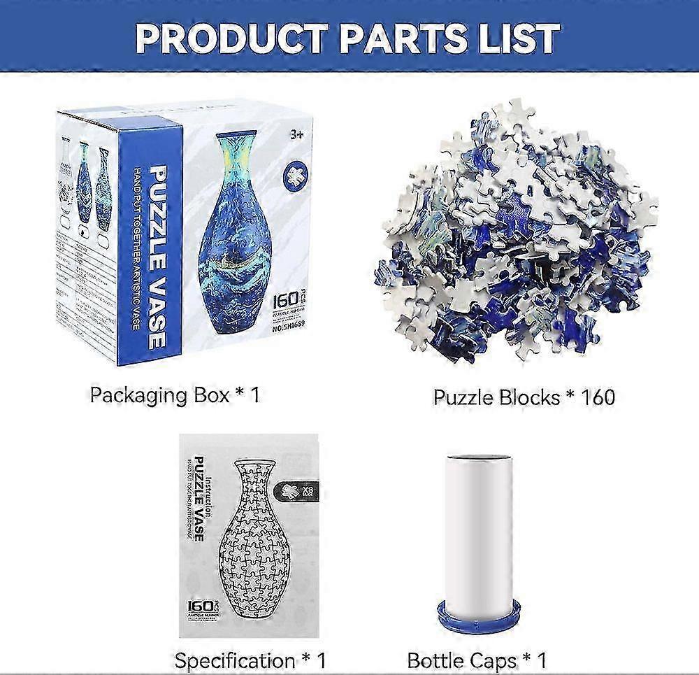 2025 3D Unique Puzzle Vase Porcelain Theme Puzzle 160Pcs DIY Jigsaw ...