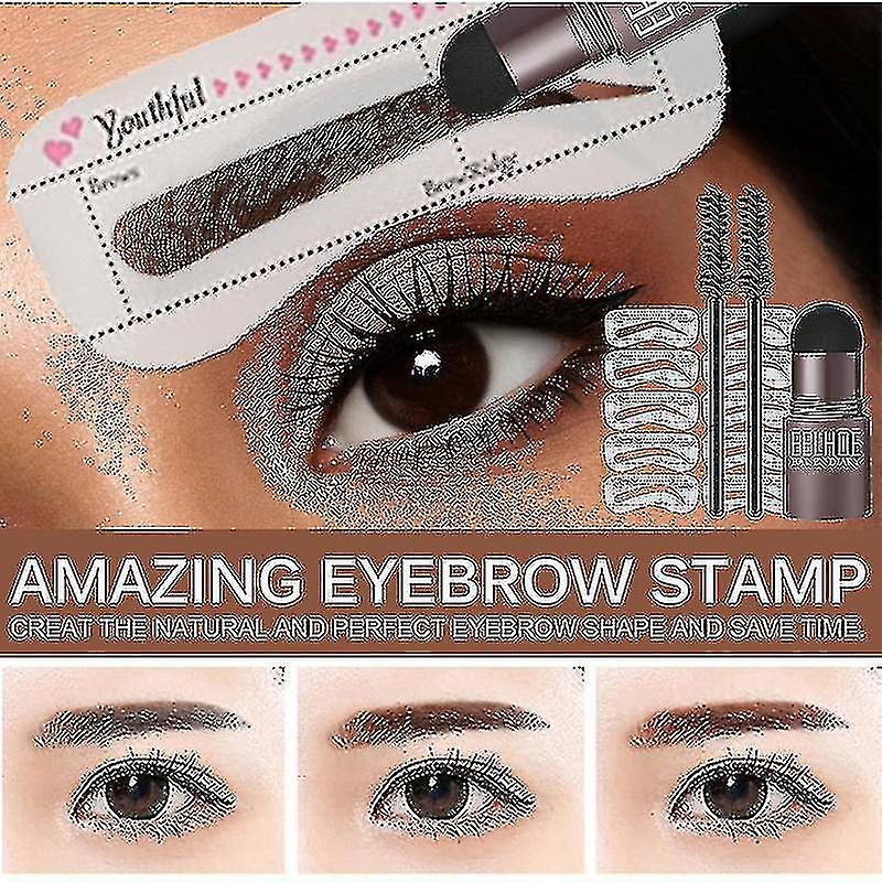 Eyebrow Stamp Shaping Kit Reusable Makeup Brow Powder Stencil Portable ...