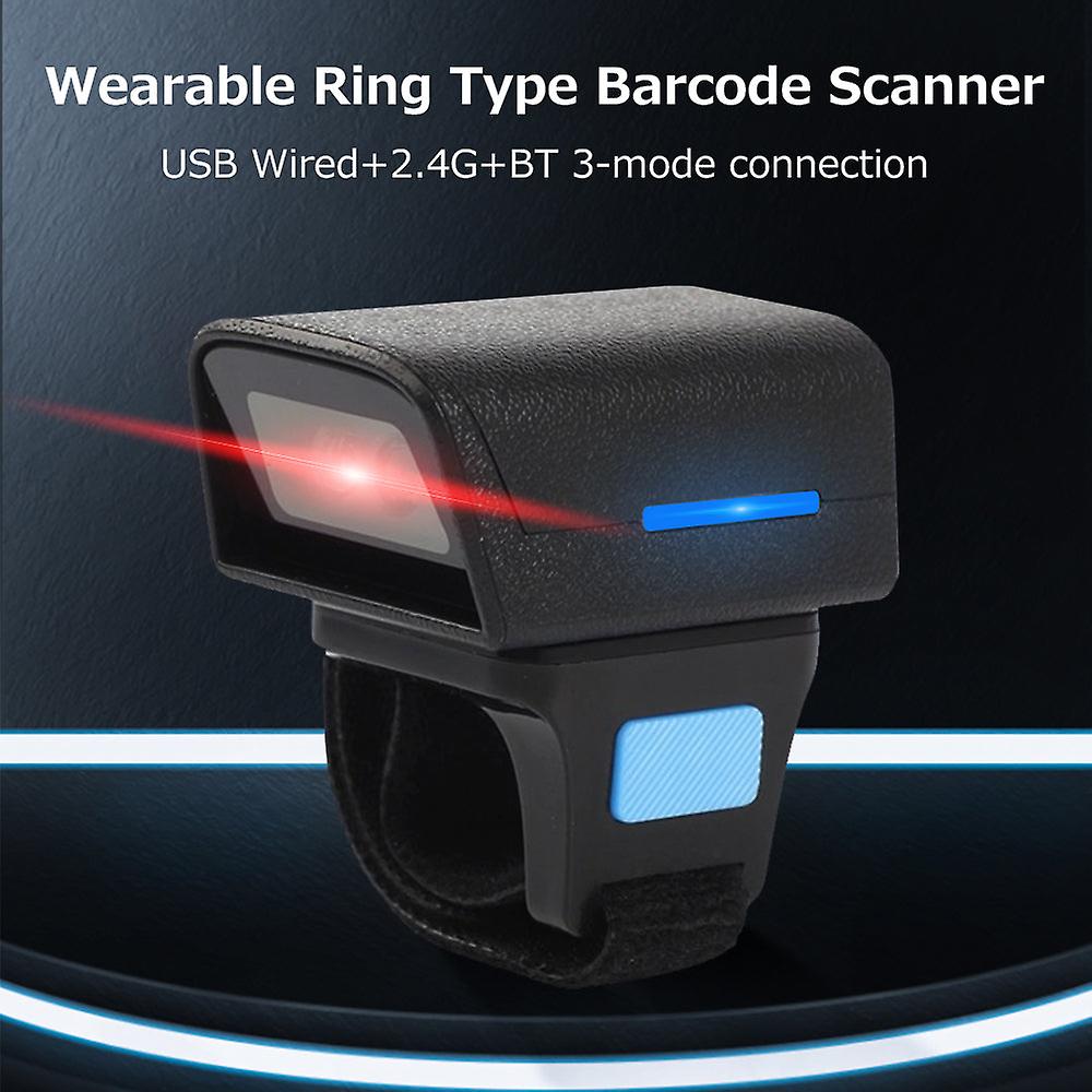 Wearable ring type barcode scanner usb wired+2.4g+bt three-mode ...