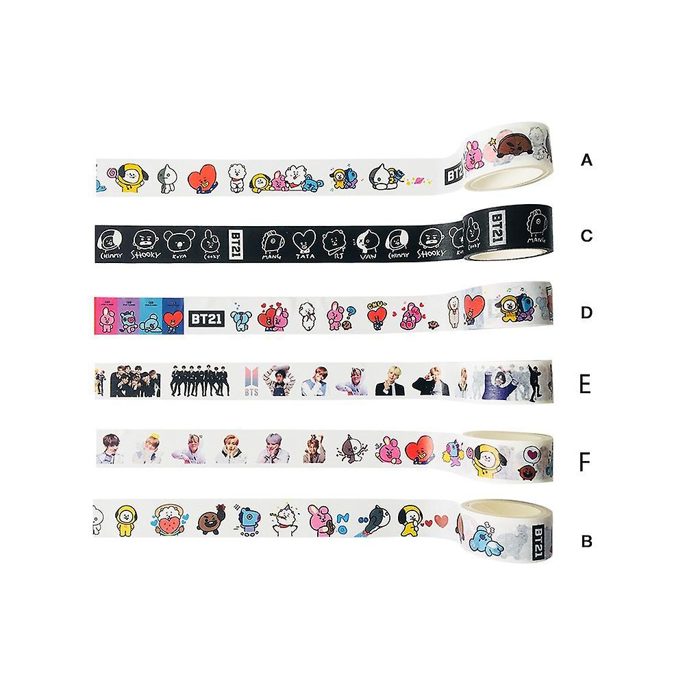 BTS and paper cartoon tape around Twice, 2cm wide ledger stickers ...