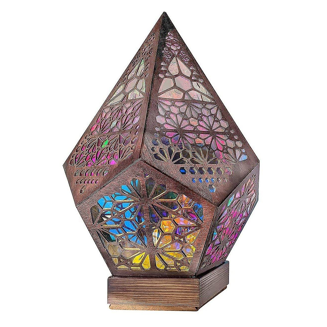 Bohemian Light-polar Star Wooden Lamp,led Colorful Diamond Lights For ...