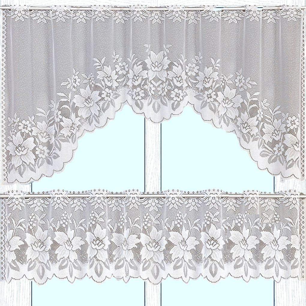 Translucent Curtain Lace Voile Coffee Curtain Vintage Style Cafe Window ...