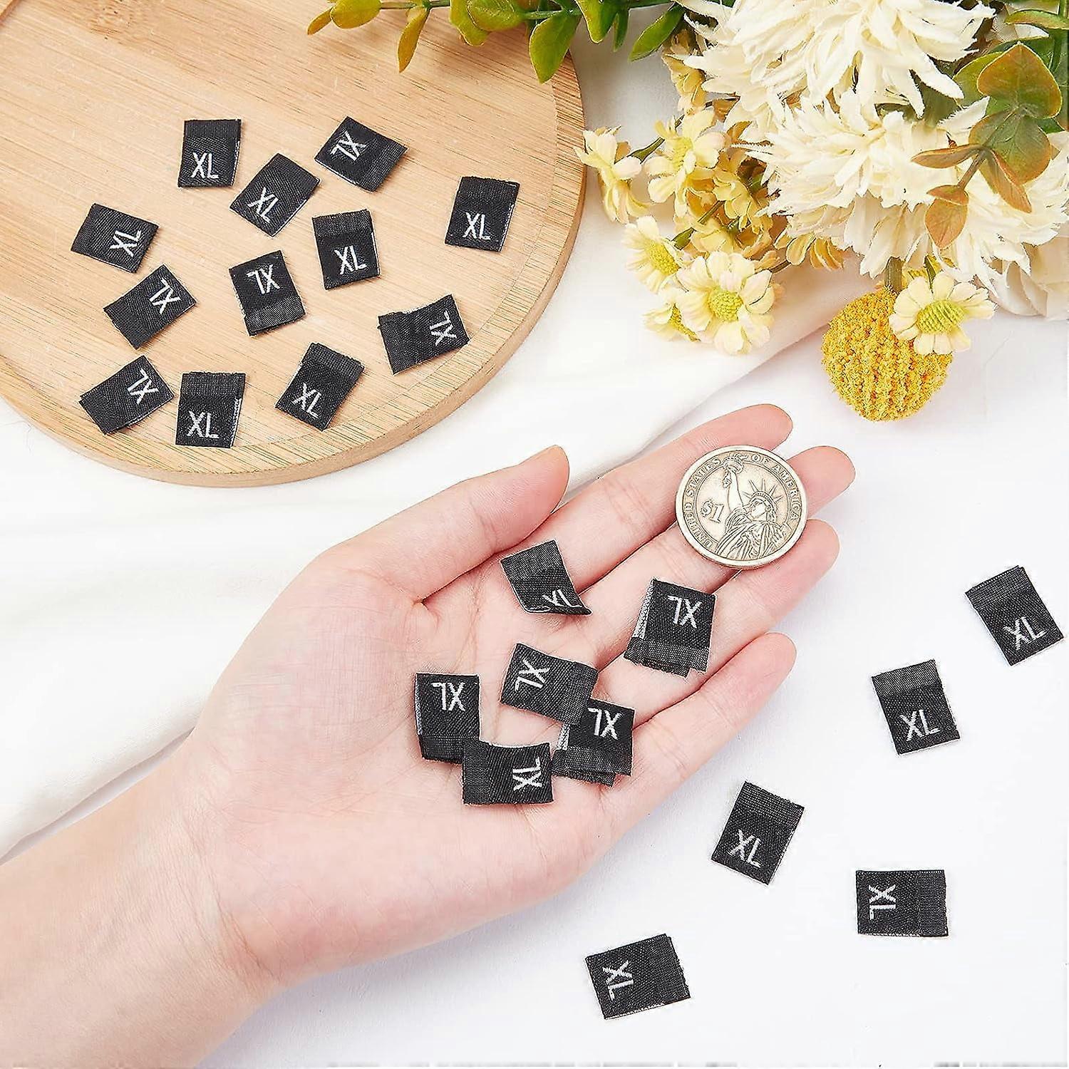 600 Pcs XL Cotton Size Labels Black Embroidered Labels Tags Small Size ...