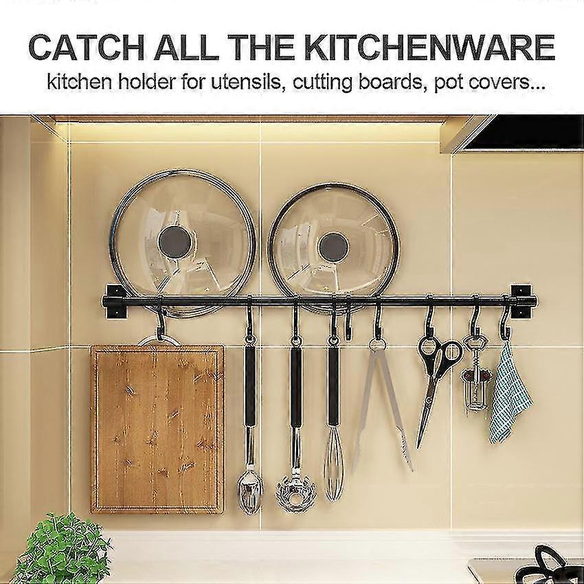 Kitchen Hanging Rack With Hooks Wall Mounted Holder Space Aluminum ...
