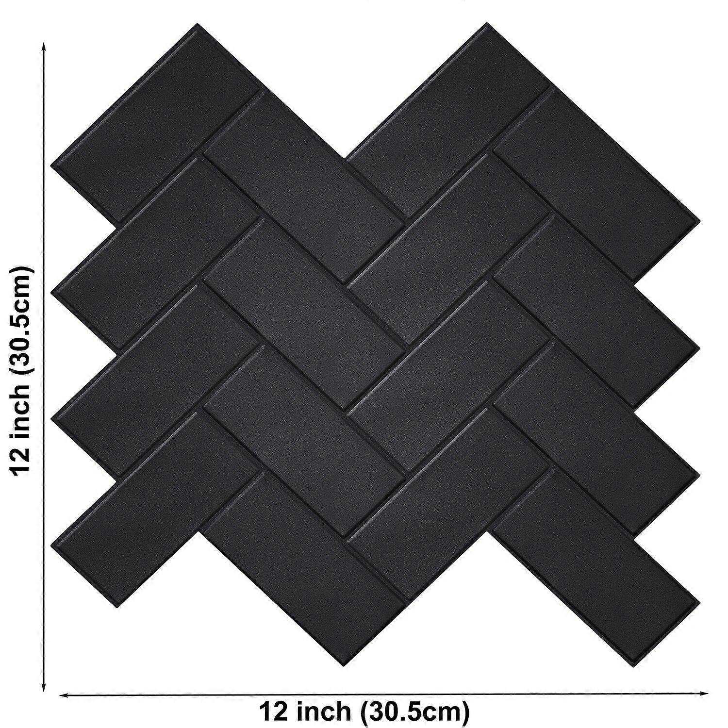 Black Herringbone Style Wall Tiles DIY Kitchen Backsplash Peel And ...