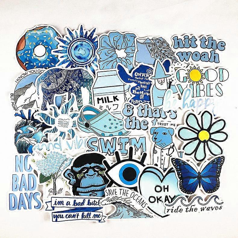 50 Blue Sticker Pack, Cute Blue Stickers Waterproof Vinyl Stickers, Boy ...