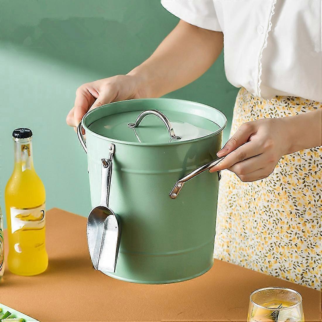 Portable Wall Ice Bucket 3.5l Iron Ice Bucket With Tong And Lid ...