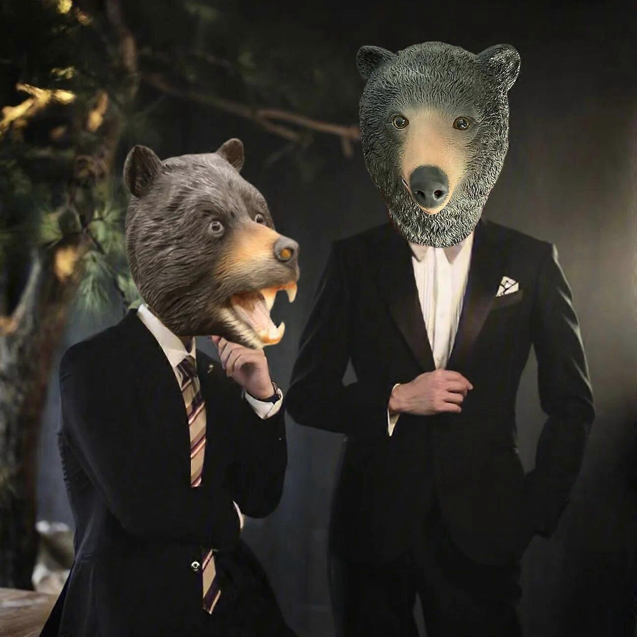 Bear Mask Mascara Latex Full Face Enhance Masquerade Cosplay Rave Funny ...