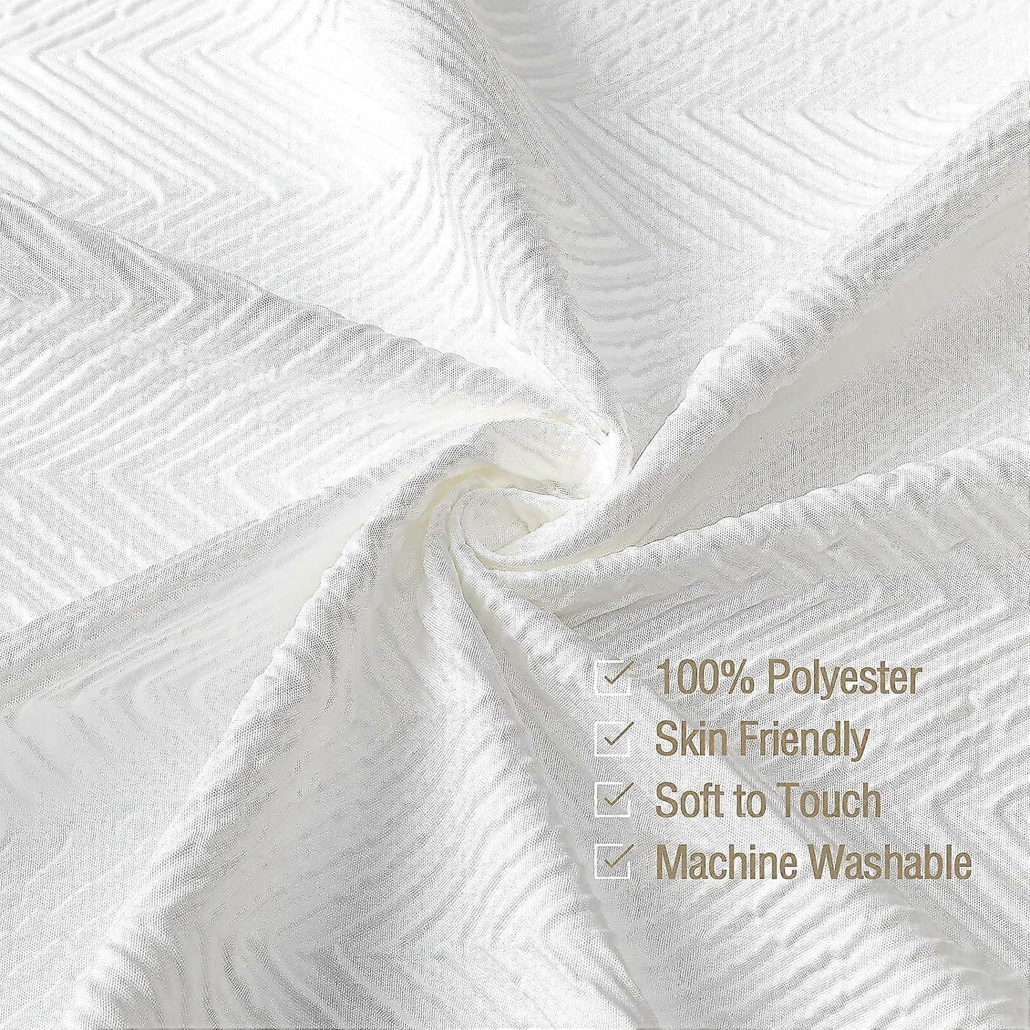 White Shower Curtain, 3D Embossed Textured Herringbone Fabric Modern ...