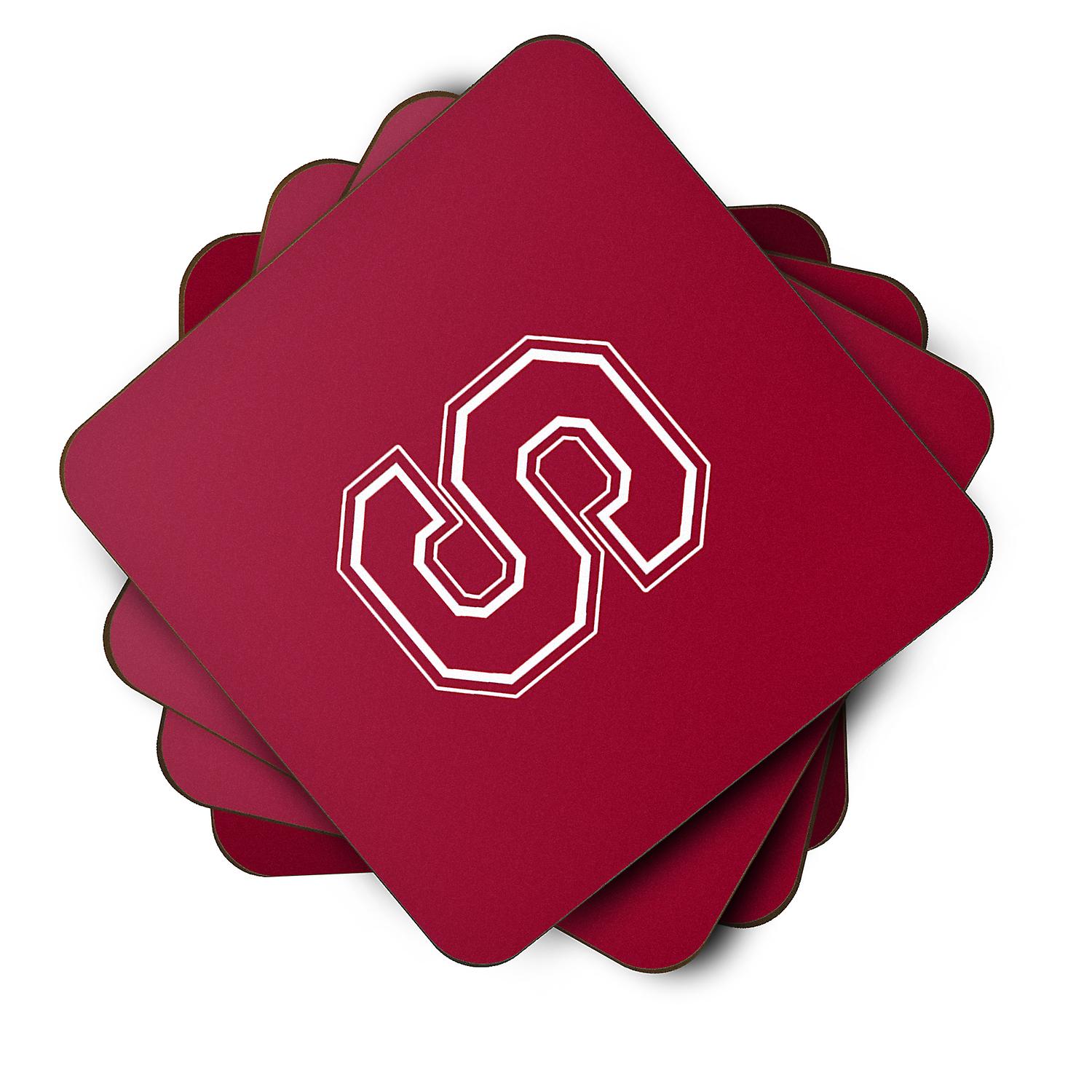 Letter S Initial Monogram - Maroon and White Foam Coaster Set of 4 ...