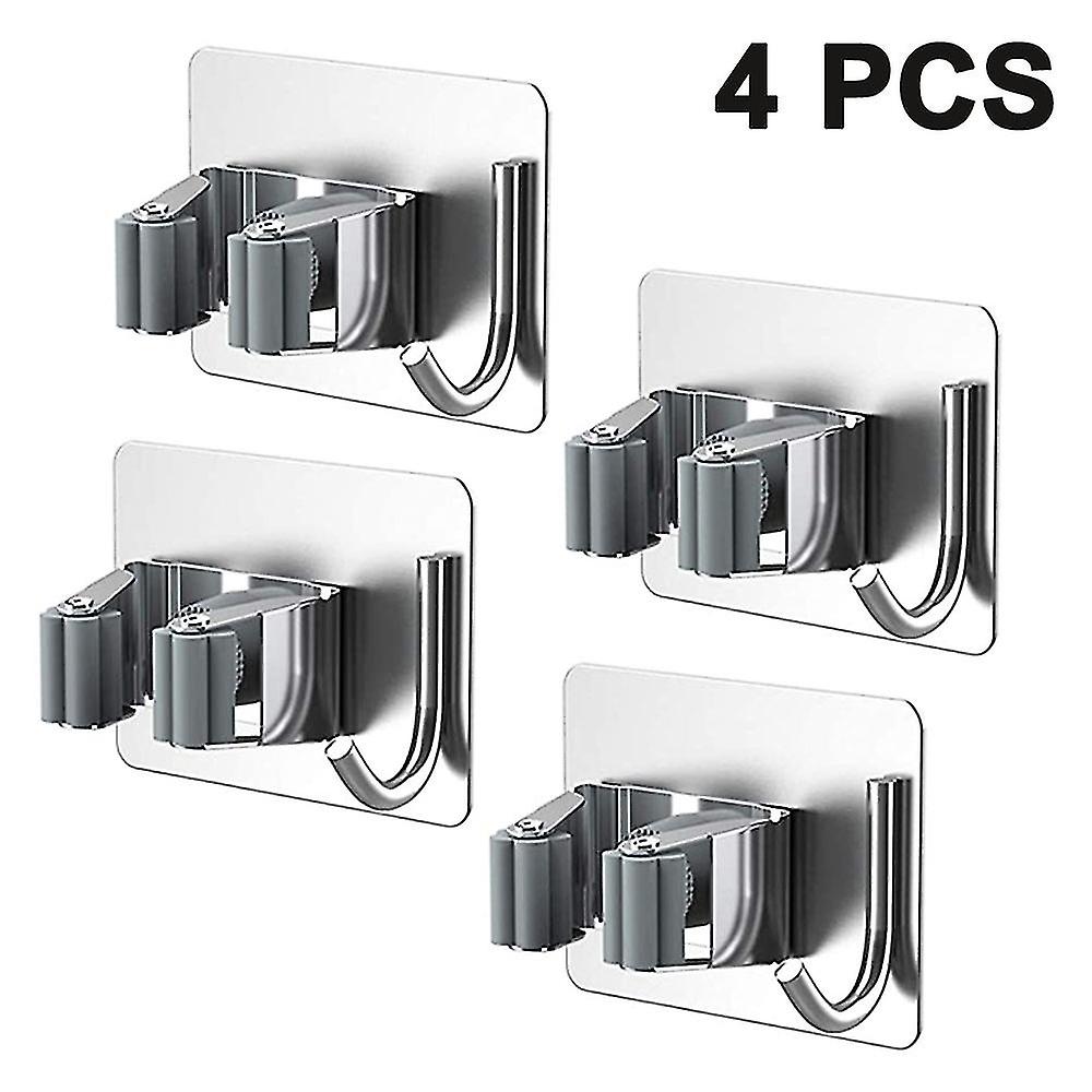 4pcs Mopp Broom Holder Ingen Drill, Mop Broom Organizer Veggmontert ...
