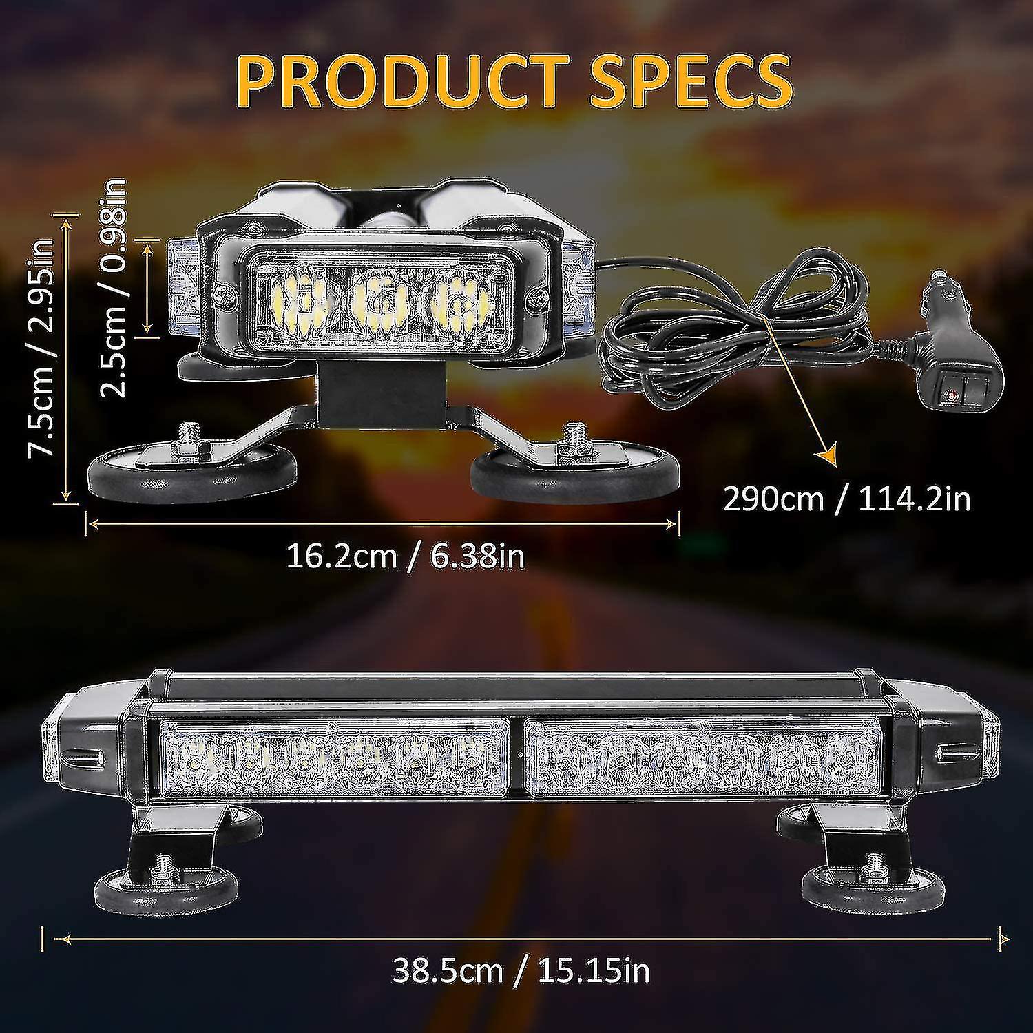 Led Strobe Light Bar - 30 Led High Intensity Emergency Hazard Warning ...