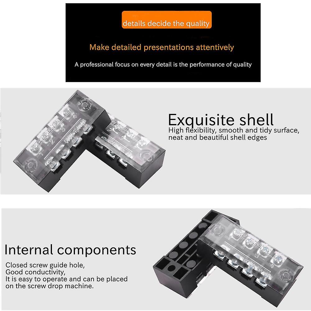 3 Pcs 600v 15a 4 Positions Dual Rows Covered Barrier Screw Terminal Block Strip | Fruugo DK