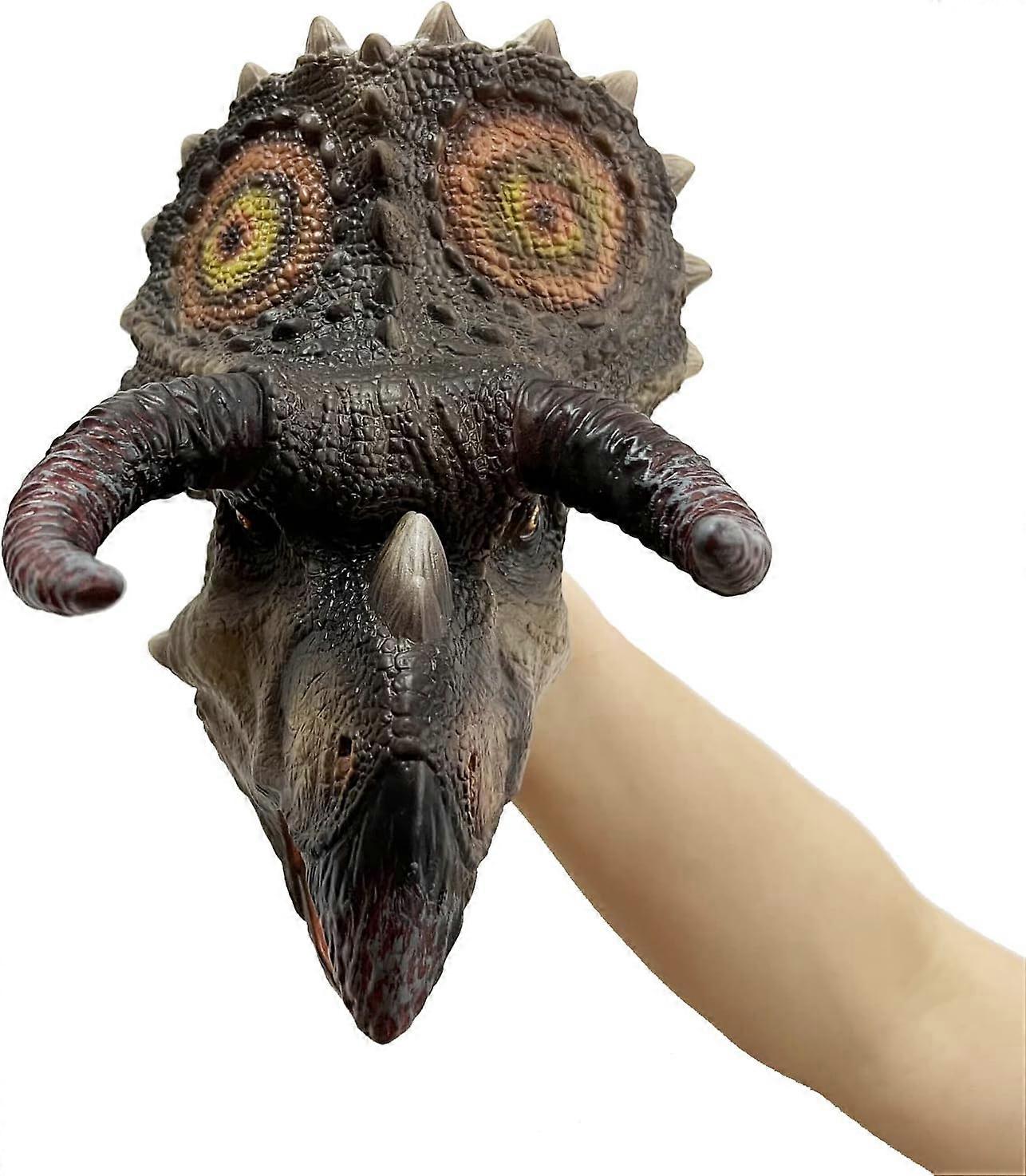 Triceratops Dinosaur Hand Puppets-Soft Rubber Realistic Dinosaur Funny ...
