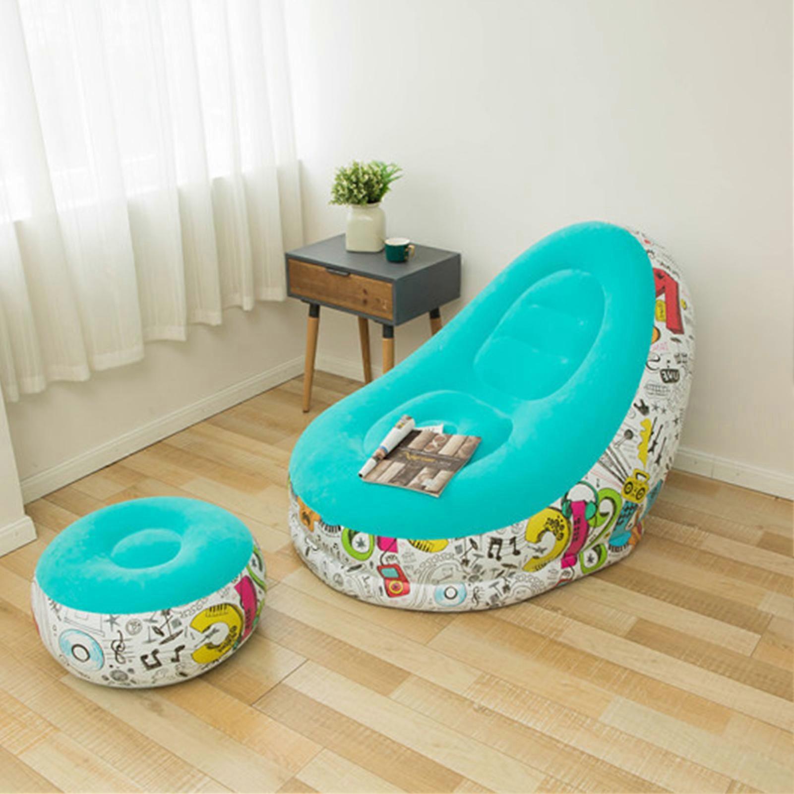 2 in 1 Inflatable Lounger Modern Macaron Color Inflatable Couch with ...