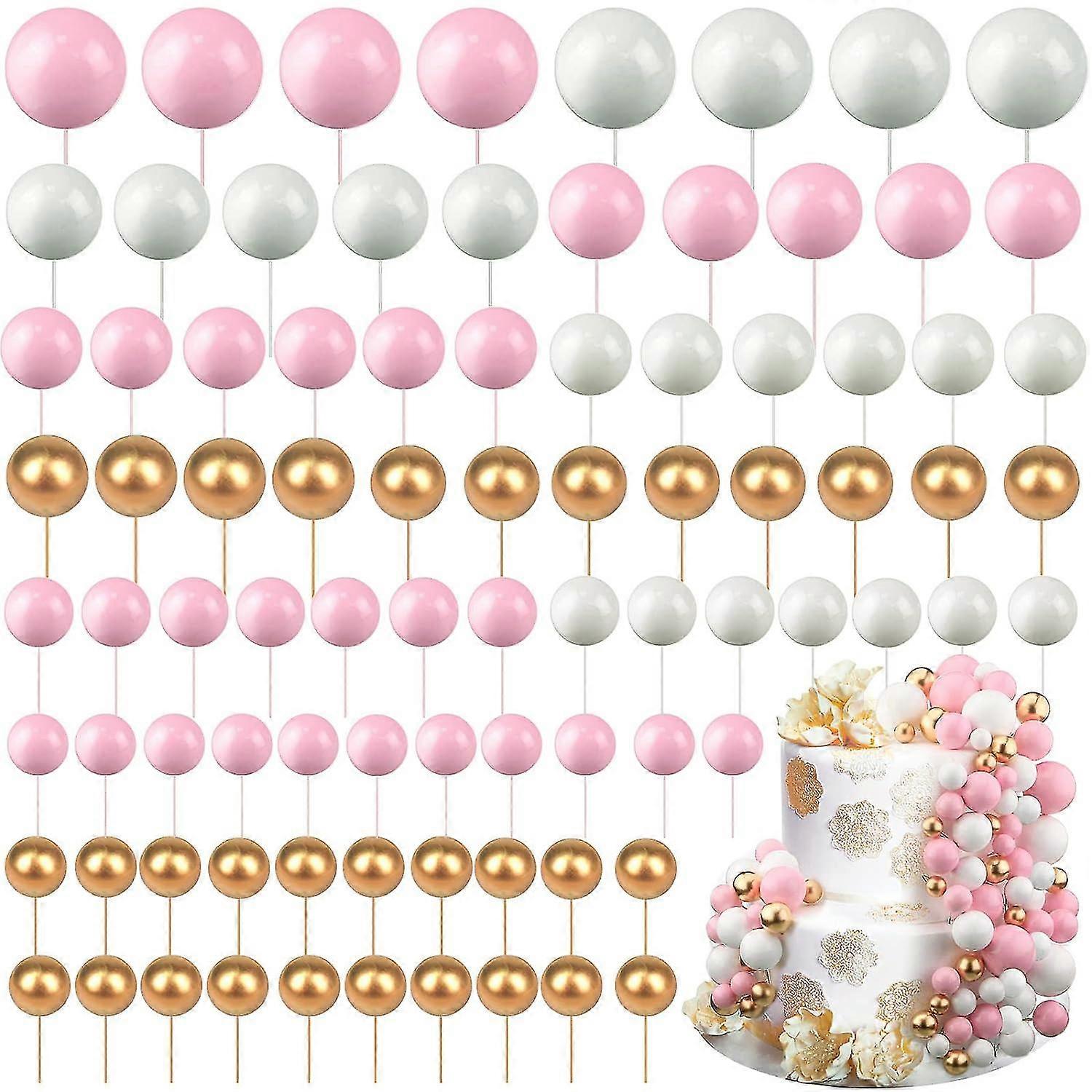 108 Pcs Gold Balls Cake Topper Mini Balloons Toppers Foam Ball ...