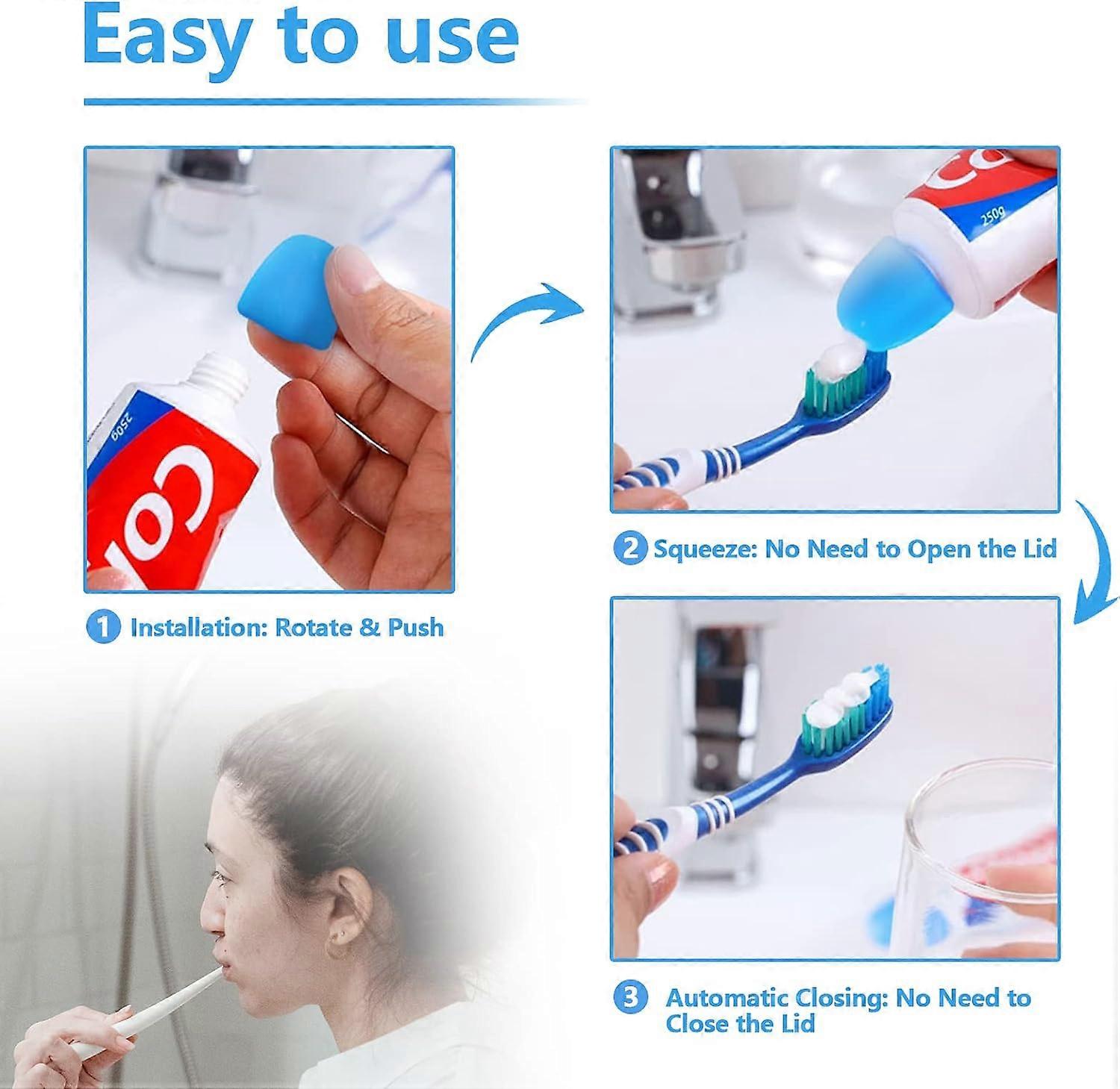 4/8x Self Closing Toothpaste Caps Toothpaste Topper Silicone Toothpaste ...