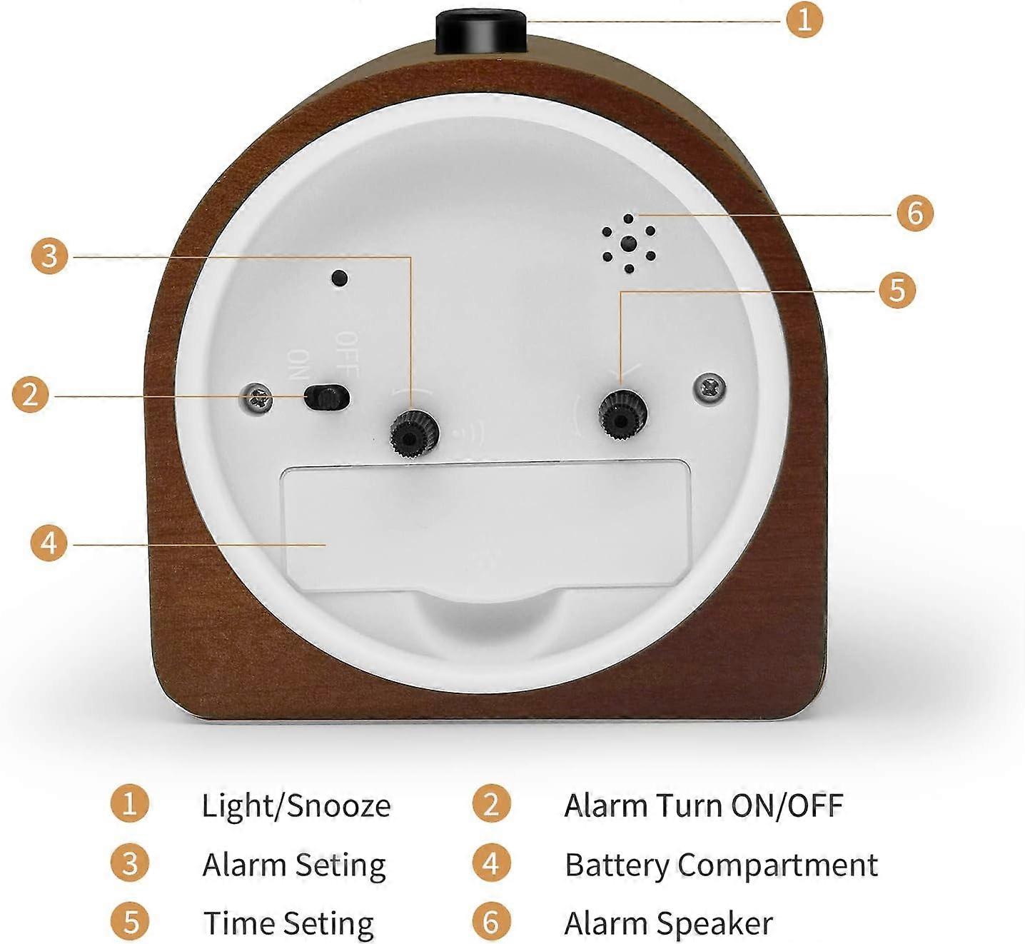 Wooden Travel Alarm Clock Lighted Alarm Clock Analog Silent No Tick ...