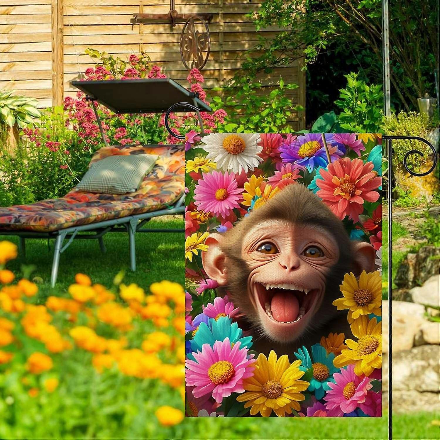 Monkey Garden Flag Spring Summer Colorful Daisy Garden Flag 28x40 Inch ...