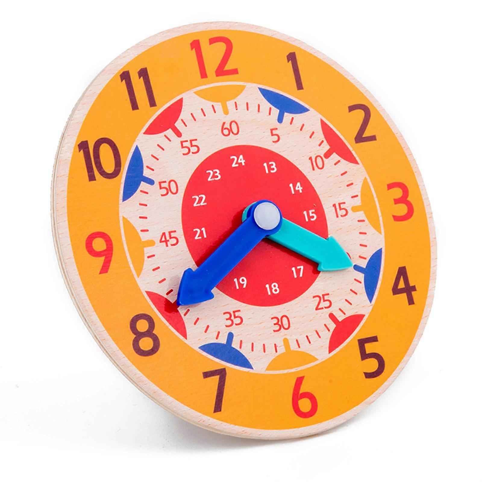 Wooden Teaching Clock Learning Toy for Time Hour Minute Cognition ...