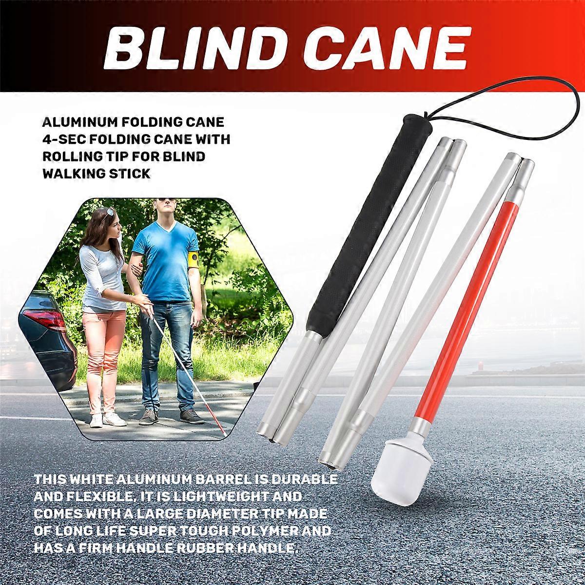 Aluminum 4-Sec Folding Cane with Rolling Tip for Blind Walking Stick ...