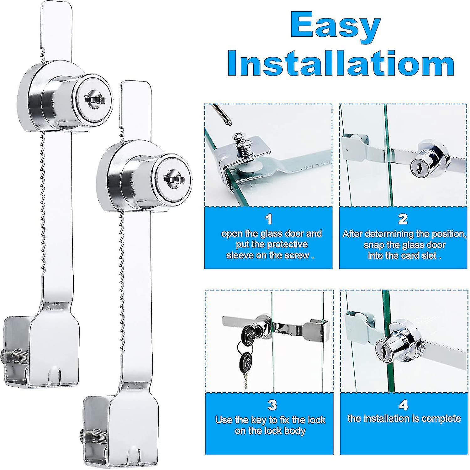 4 Pcs Sliding Glass Door Ratchet Lock , Glass Door Lock , Cabinet ...