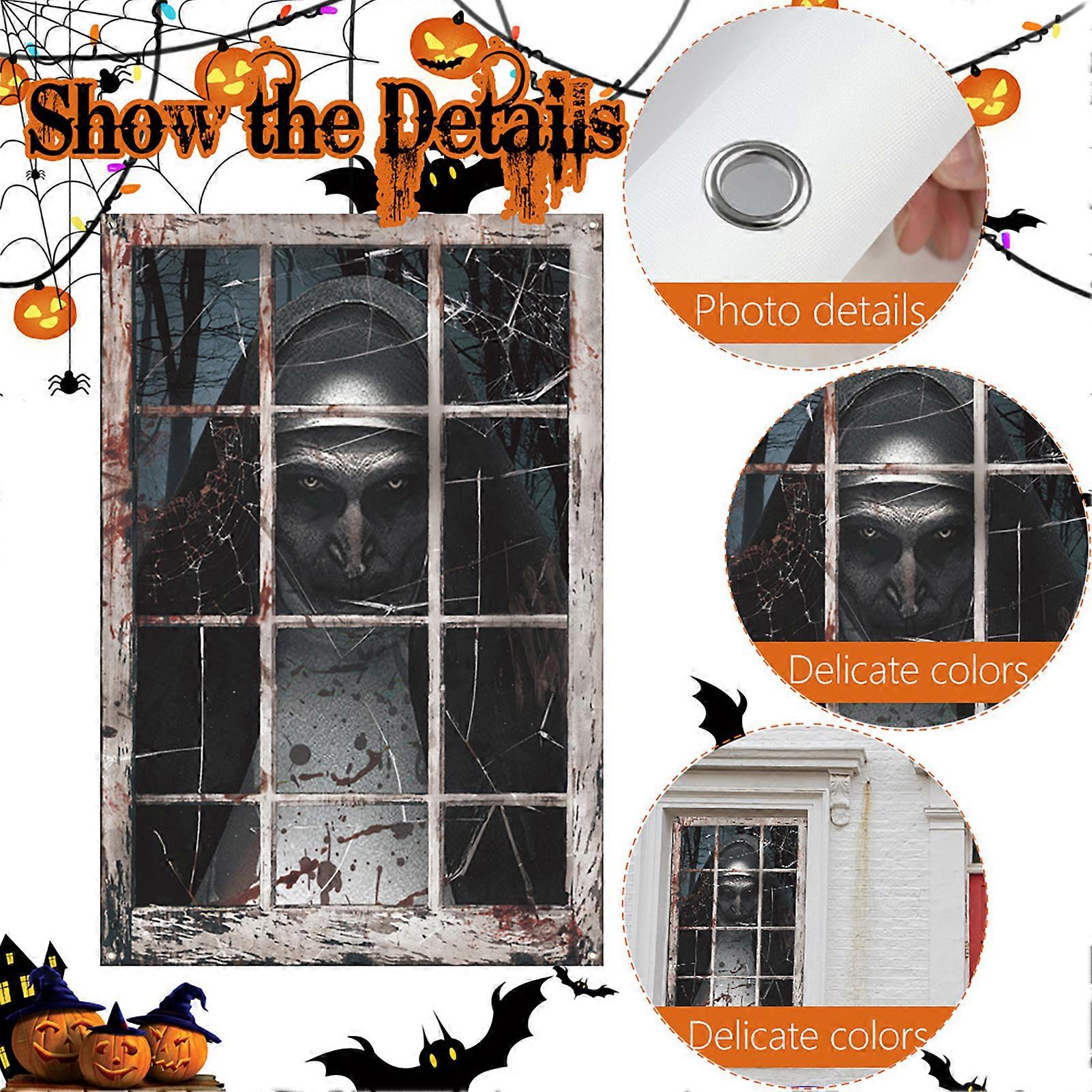 Halloween Window Poster Horrible Foldable Home Office Haunted House ...