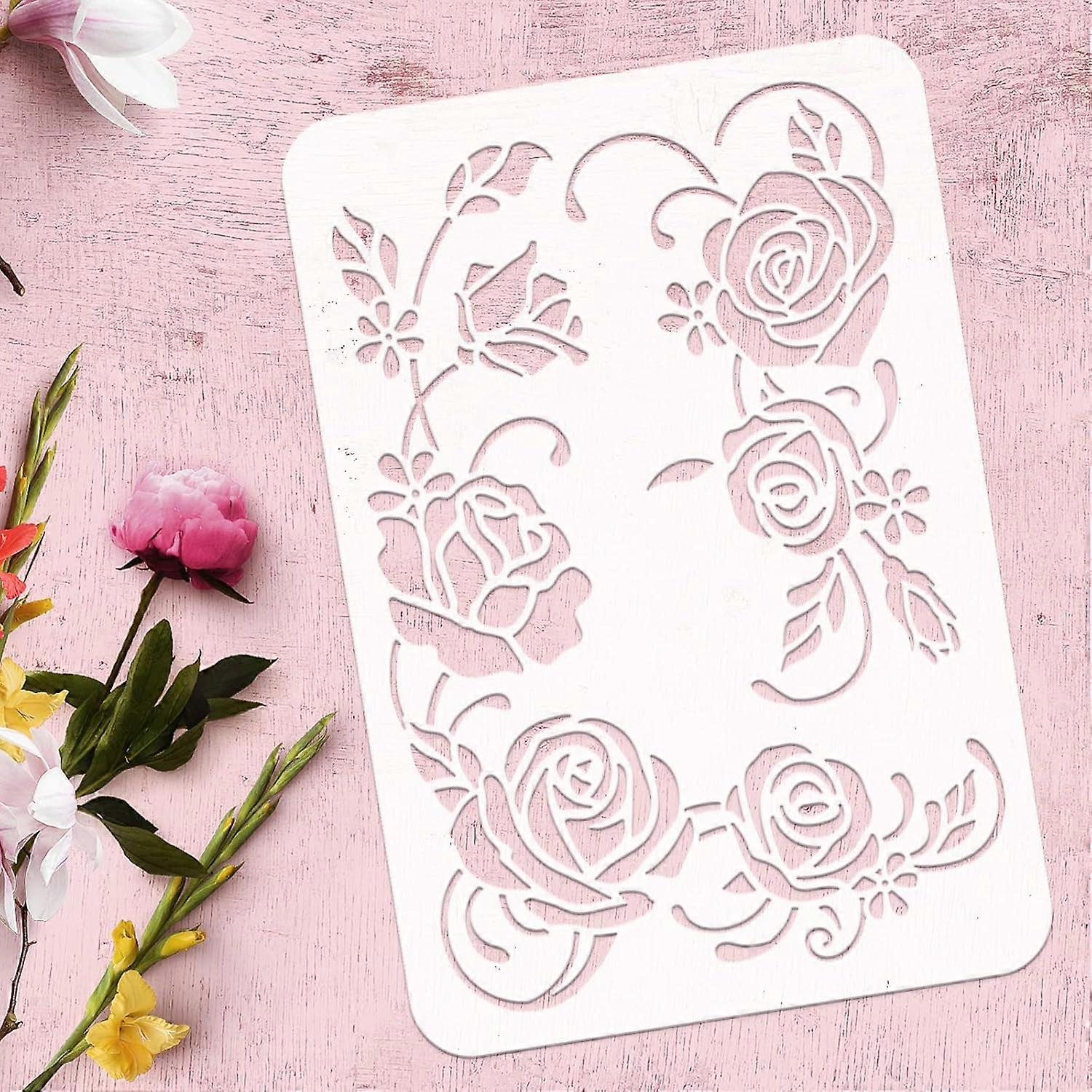 3PCS Rose Flowers Vine Painting Stencil 11.7x8.3 inch Hollow Out Floral ...