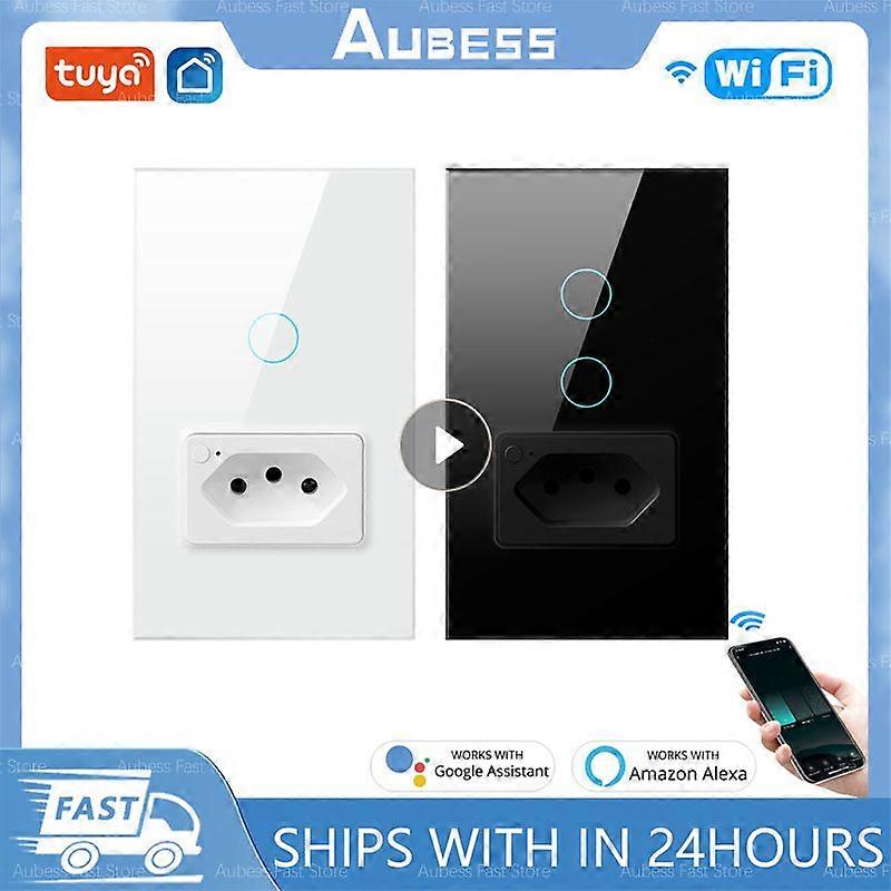 Aubess Tuya WiFi Switch & Socket Brazil Standard 4X2 Glass Panel 1/2 ...
