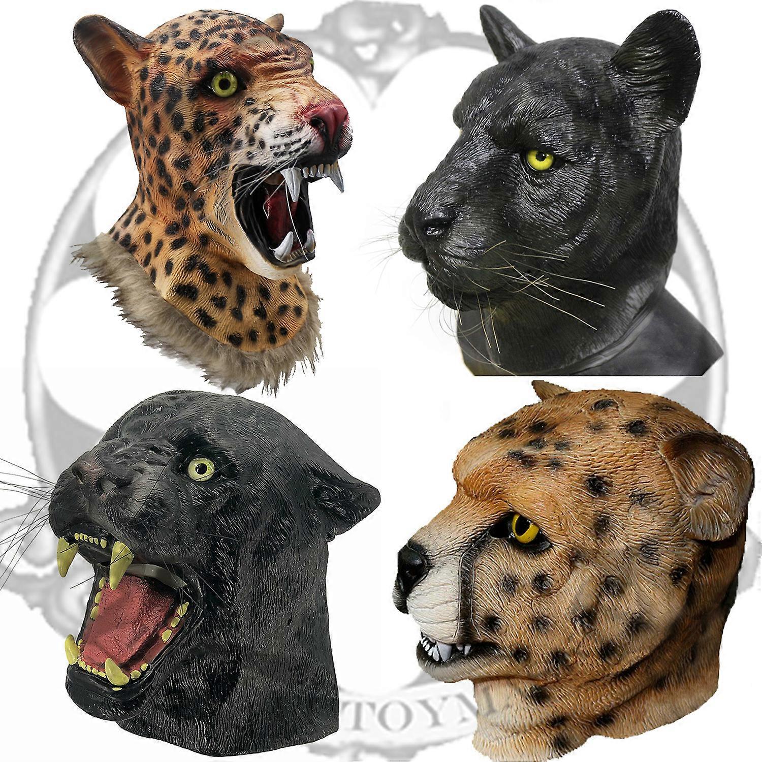 Realistic Latex Lion mask Animal Tiger Mask Wild Cat Leopard Cheetah Halloween Latex Mask Party ...