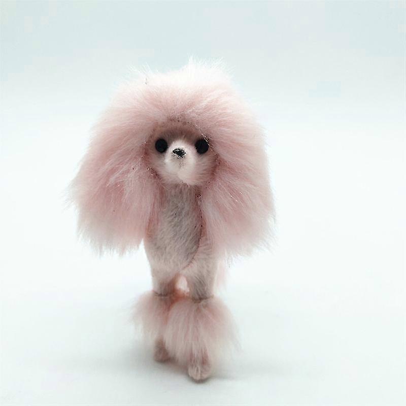 4 Inch Pink Poodle Figure Simulation Dog Plush Toys Gift Crafts Home ...