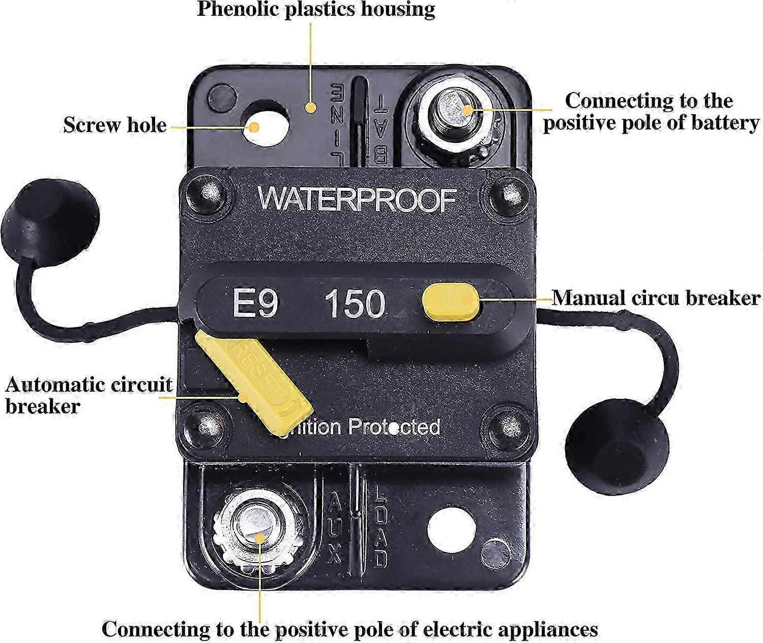 150A Circuit Breaker, 12V-48V DC Circuit Breaker with Manual Reset ...