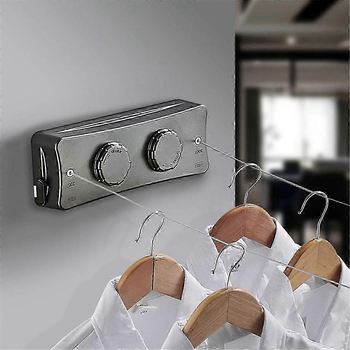 Retractable Clothes Drying Rope No-Punch Indoor Clothes Drying Rope ...