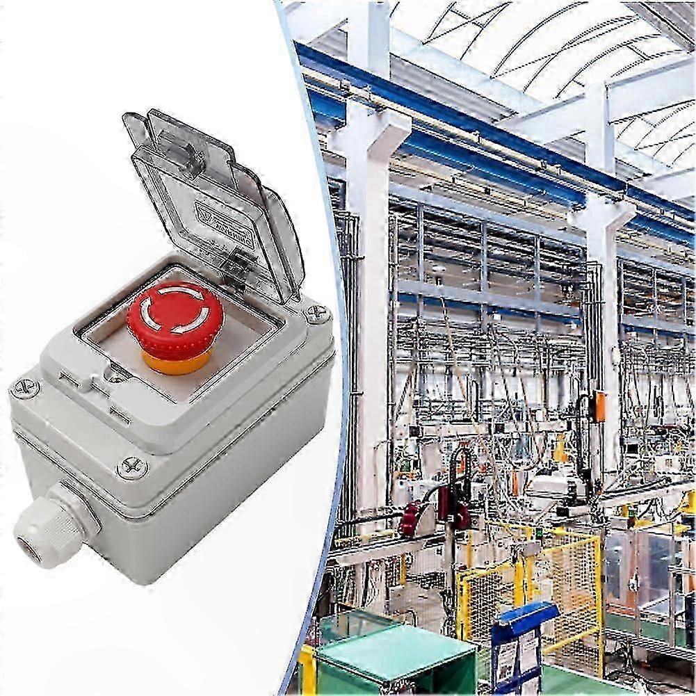 Emergency Stop Button with Protective Cover, E-Stop Switch Box, Push ...