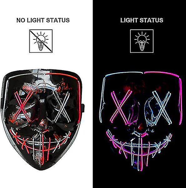 Led Purge Mask Light Up Scary Mask For Cosplay Costume | Fruugo UK