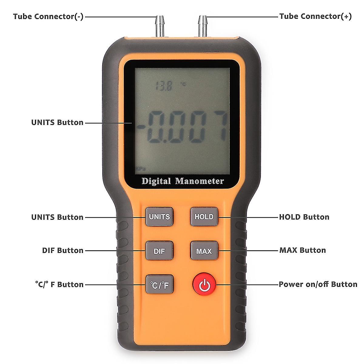 Digital Manometer Differential Pressure Gauges Tester Indoor ...