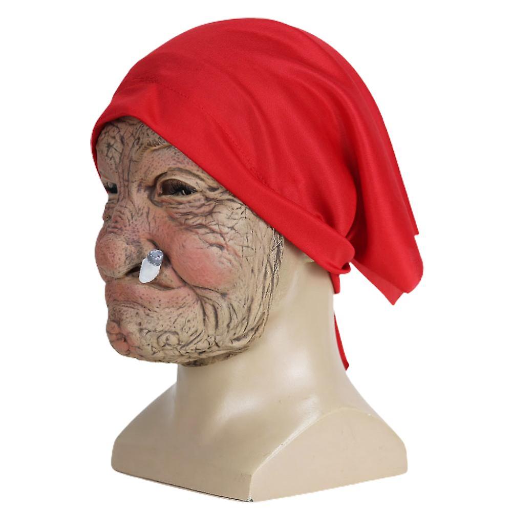 Halloween Horror Headgear Old Lady Face Cover Latex Head Wear for ...
