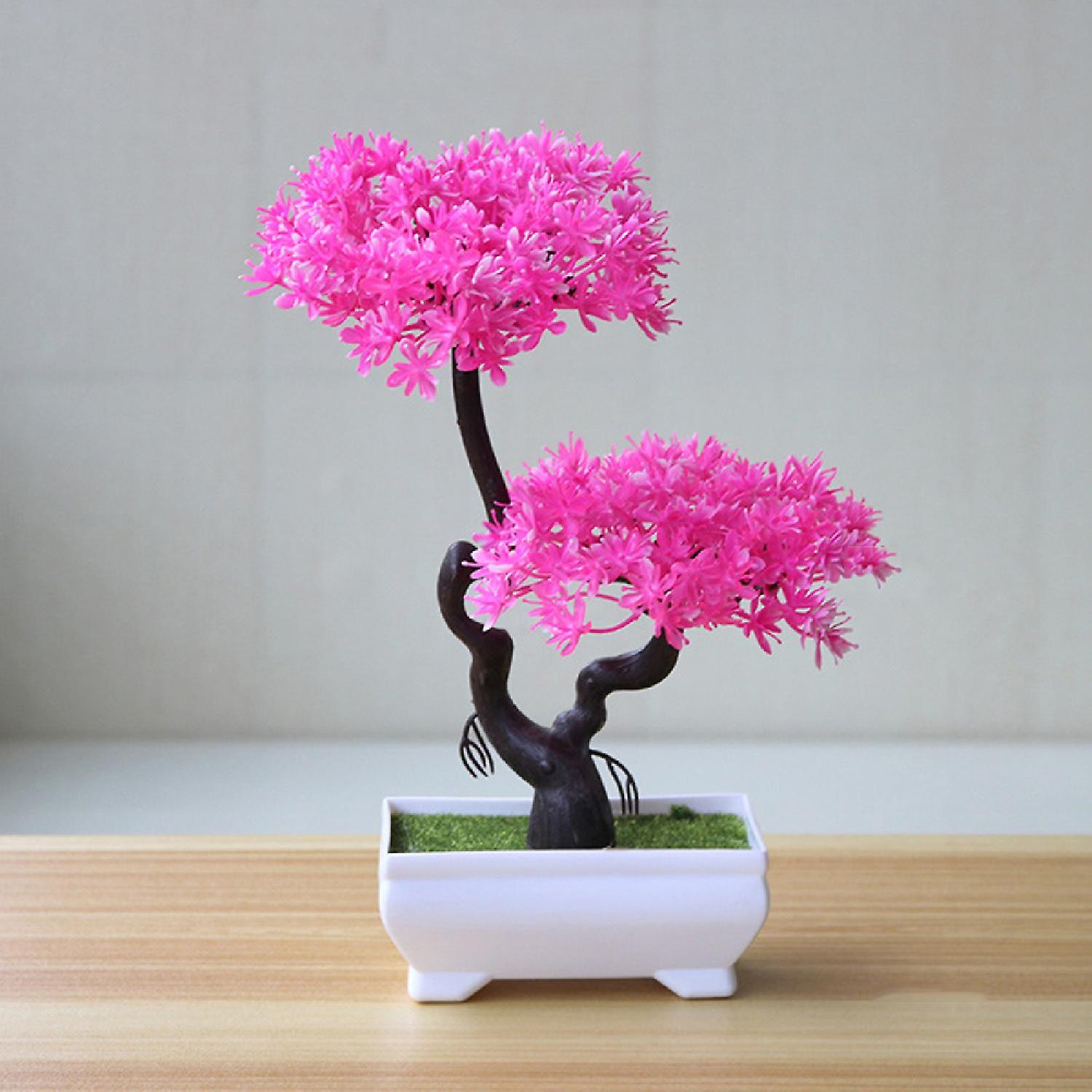 Artificial Plant Lifelike Plastic Fake Bonsai Tree Potted Ornament Home ...