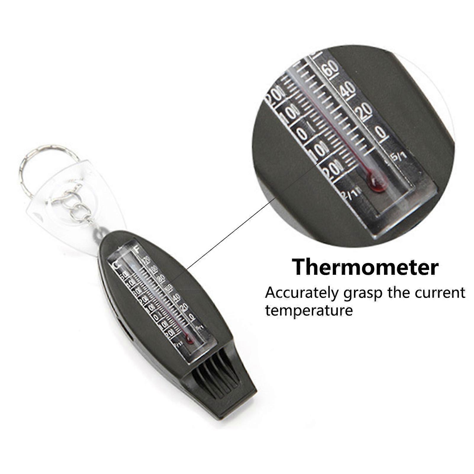 Emergency Whistle Compass Magnifier Thermometer Crisp Sound Keychain ...
