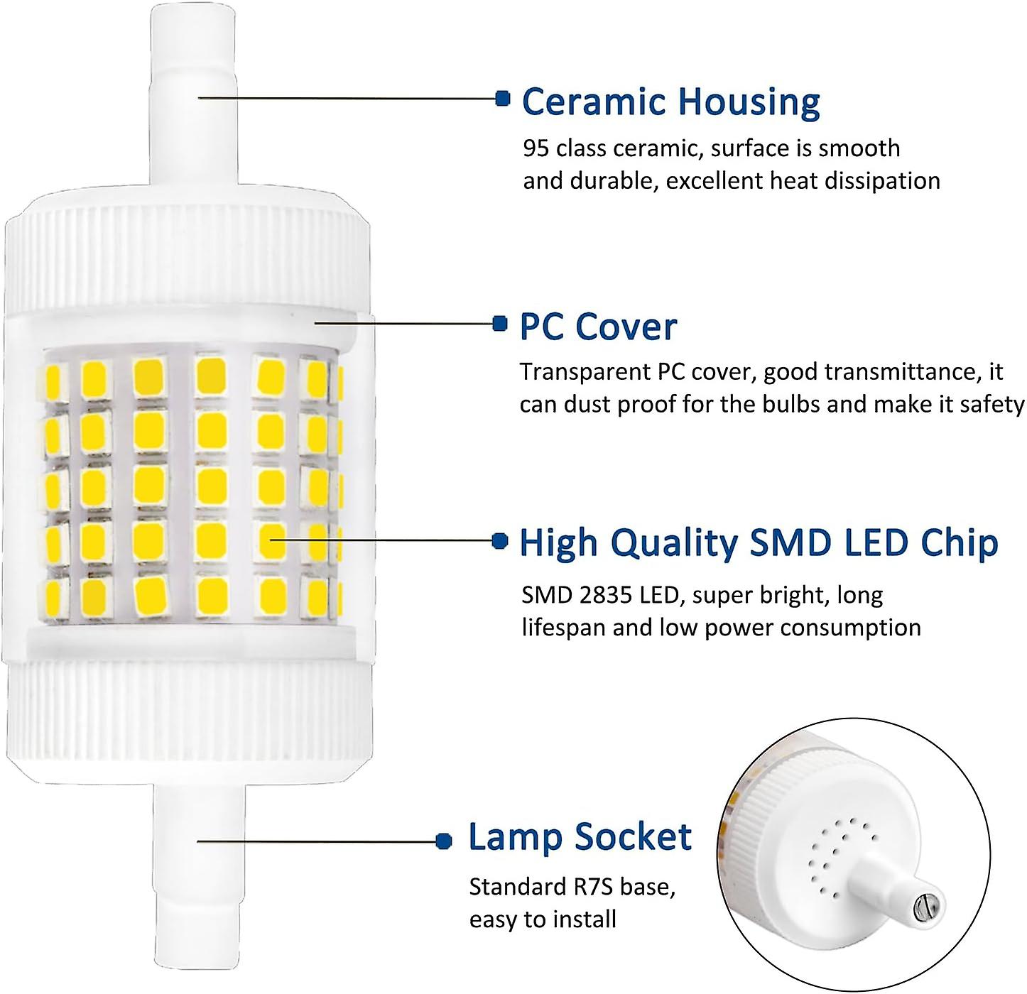 R7S LED Bulb 78mm Dimmable 15W Cool White 6000K, 1500LM, AC 230V ...