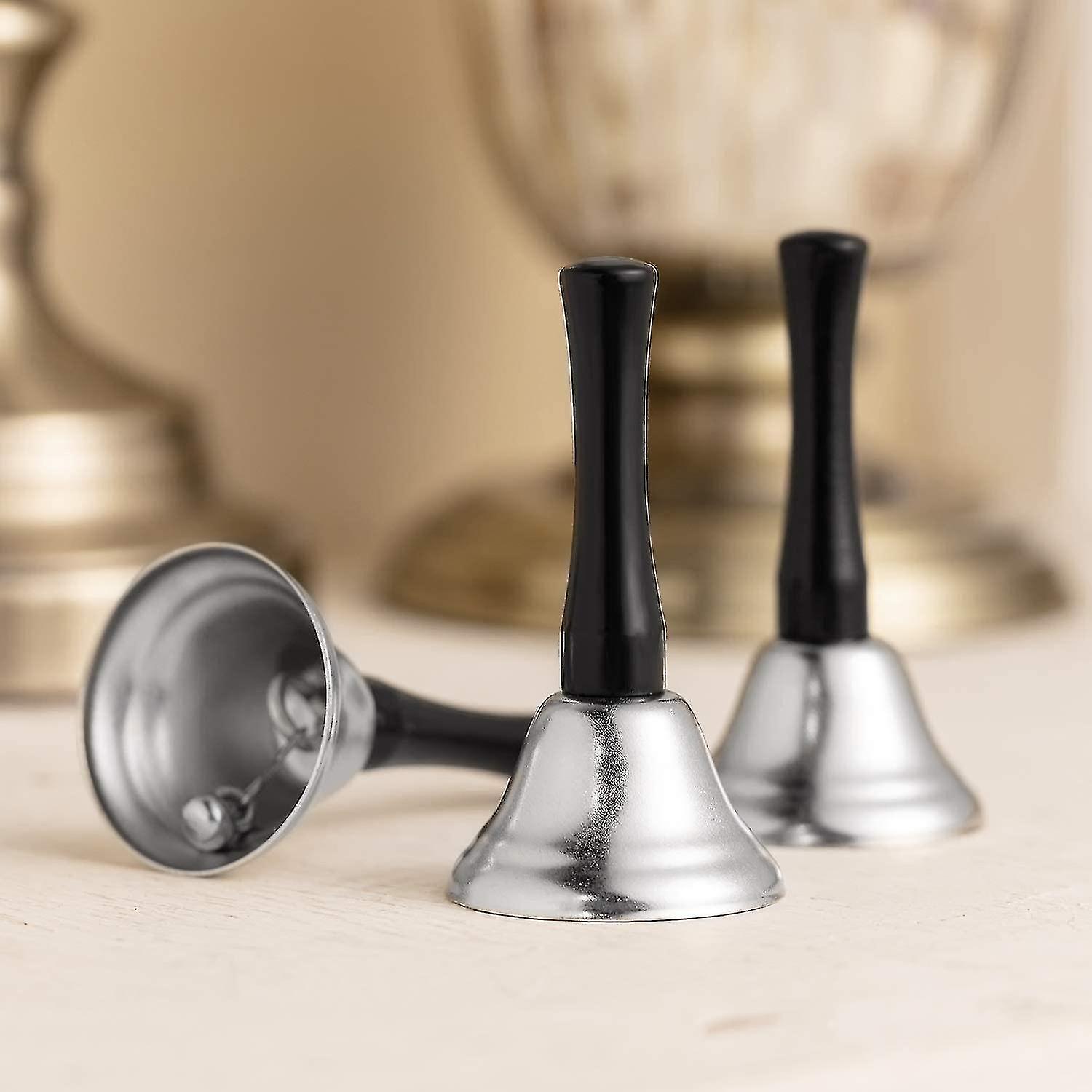 12 Pieces Metal Hand Bells Call Bell Service Hand Bells Black Wooden ...