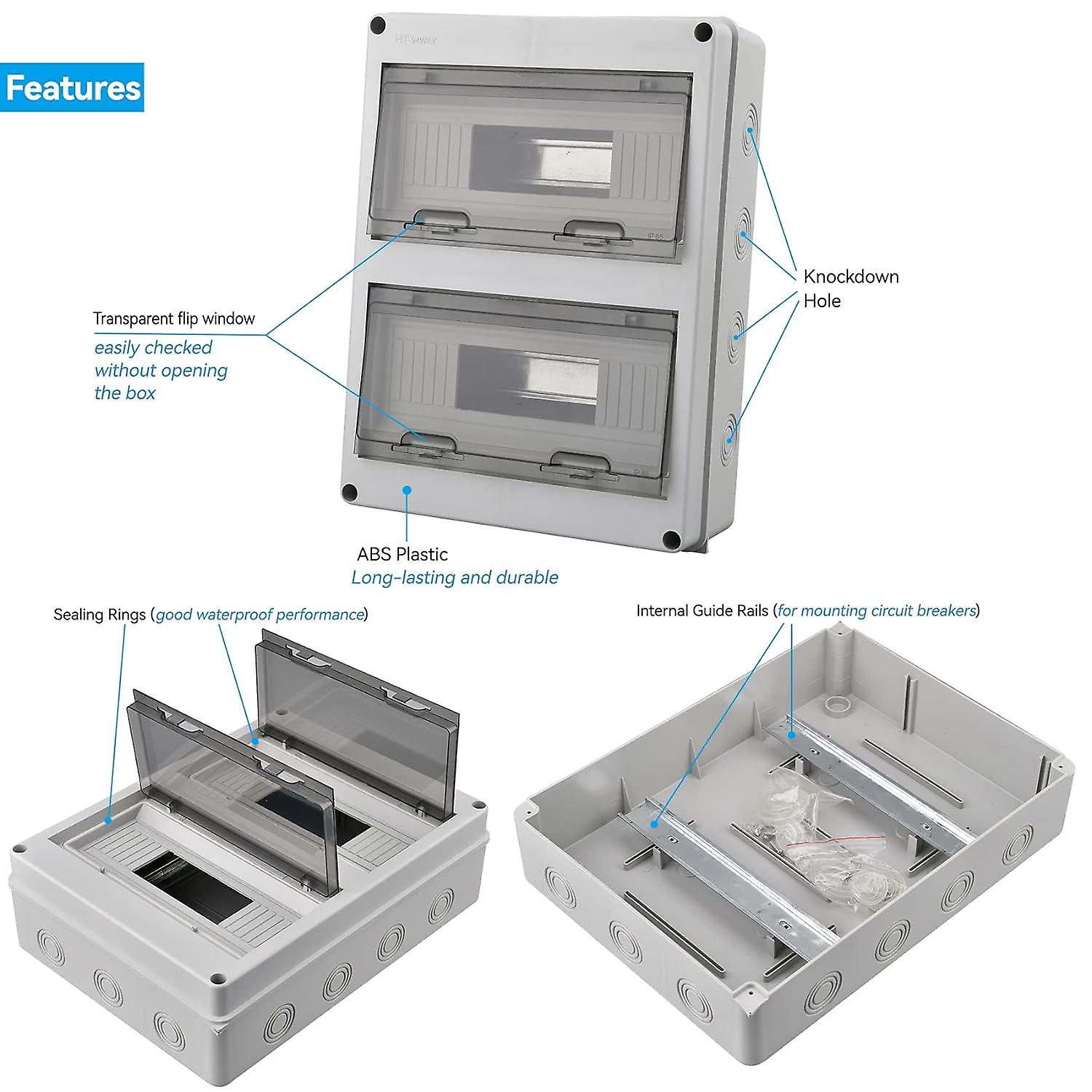 IP65 Outdoor Waterproof Electrical Enclosure, 24 Modules, IP65 ABS ...
