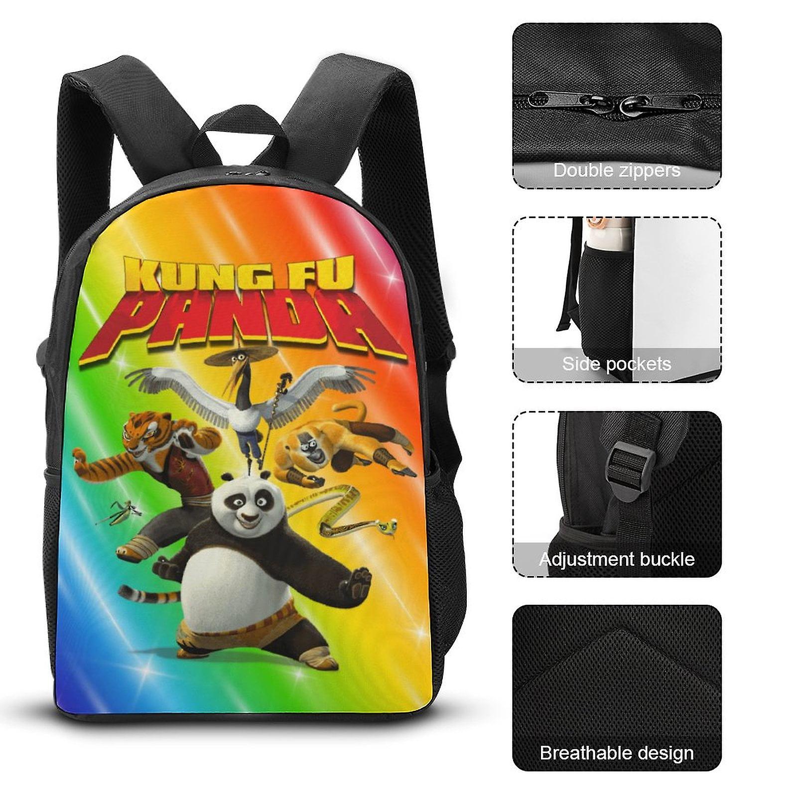 Kung Fu Panda Backpack With Lunch Bag Pencil Bag 3D Printing Cartoon ...