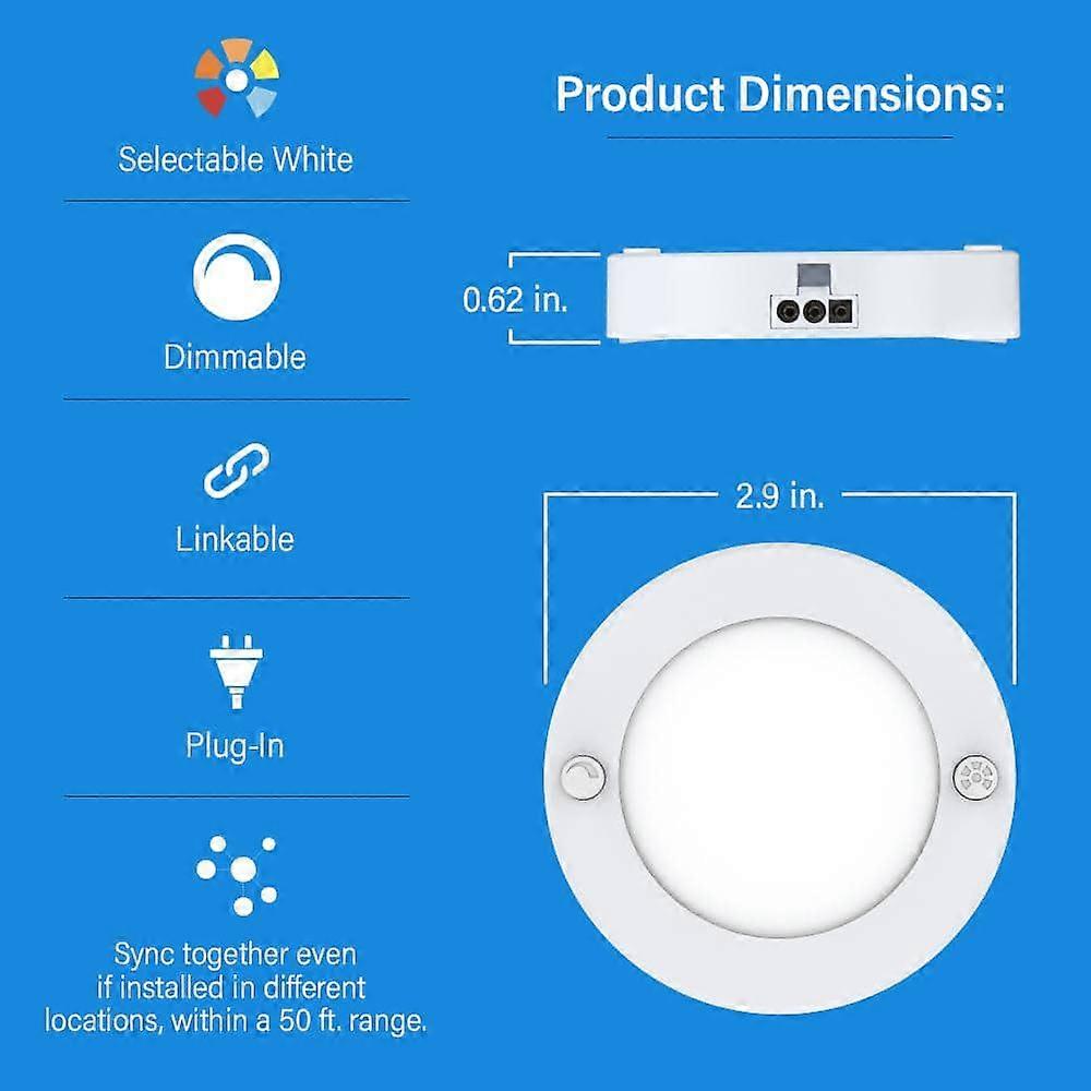 3 in. Plug-in White Linkable Onesync Under Cabinet Integrated LED Puck ...