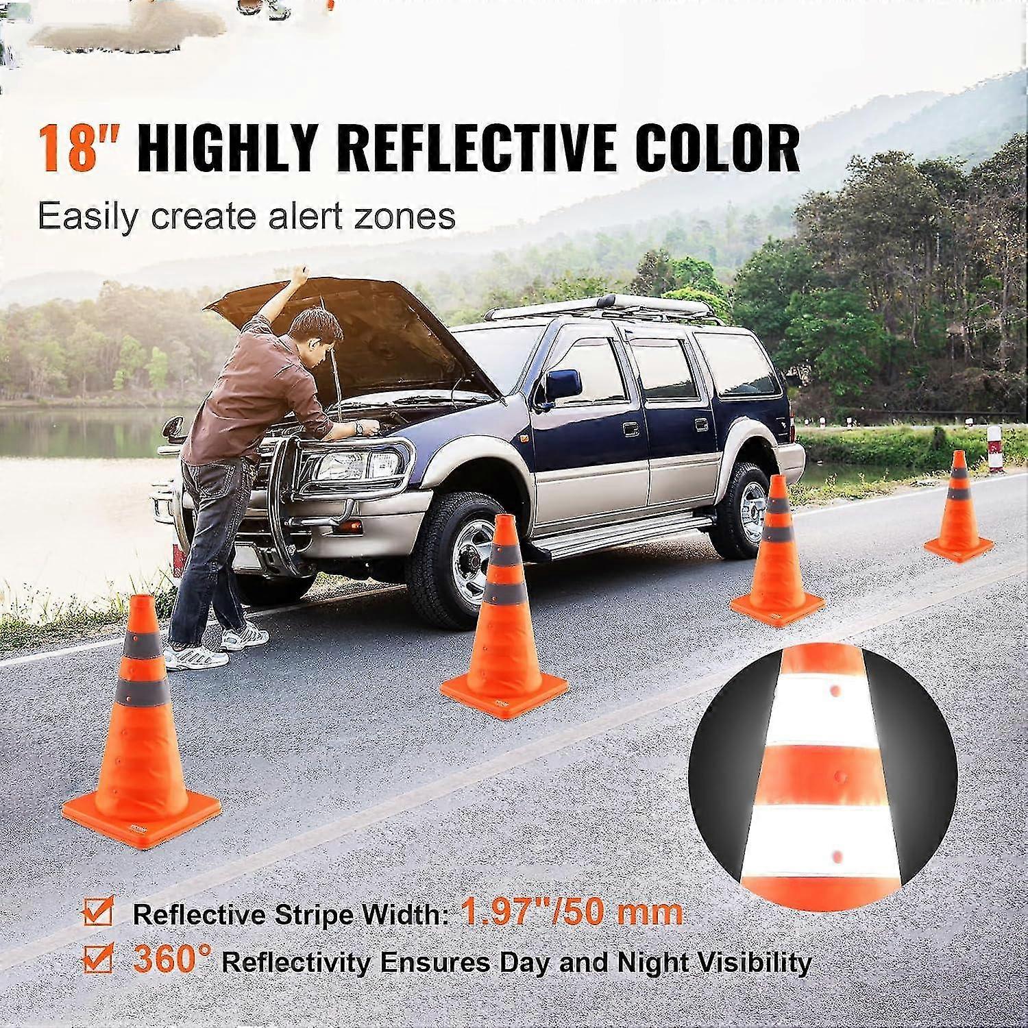 Safety Cones, 18 Inch Collapsible Traffic Cones, Construction Cones ...
